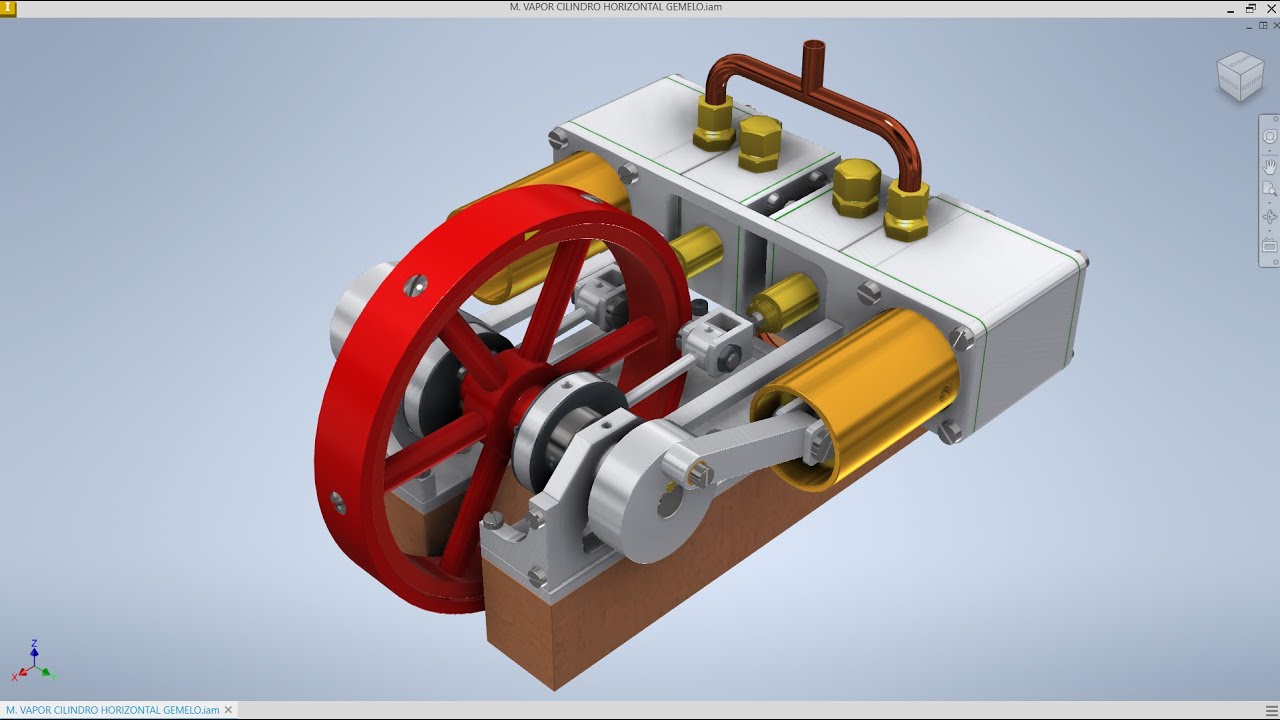 AUTODESK INVENTOR MAQUETA DE UNA MÁQUINA DE VAPOR DE 2 CILINDROS ...