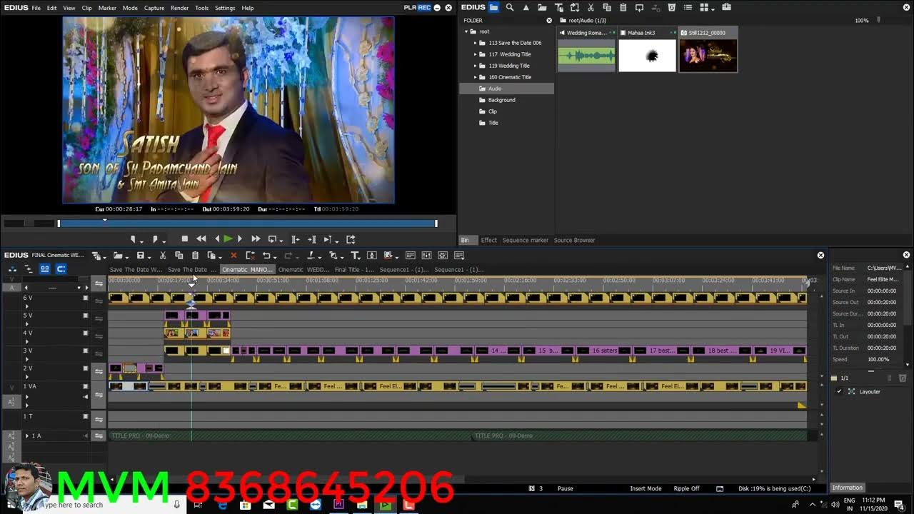 HOW TO USE EDIUS CINEMATIC TITLE PROJECT _ EDIUS MIXING PROJECT _ How to learn wedding MIXING ...