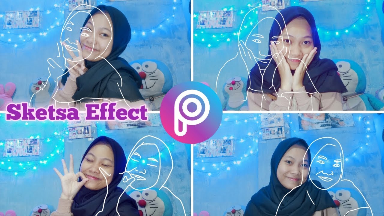 CARA MEMBUAT LINE ART DI PICSART - YouTube