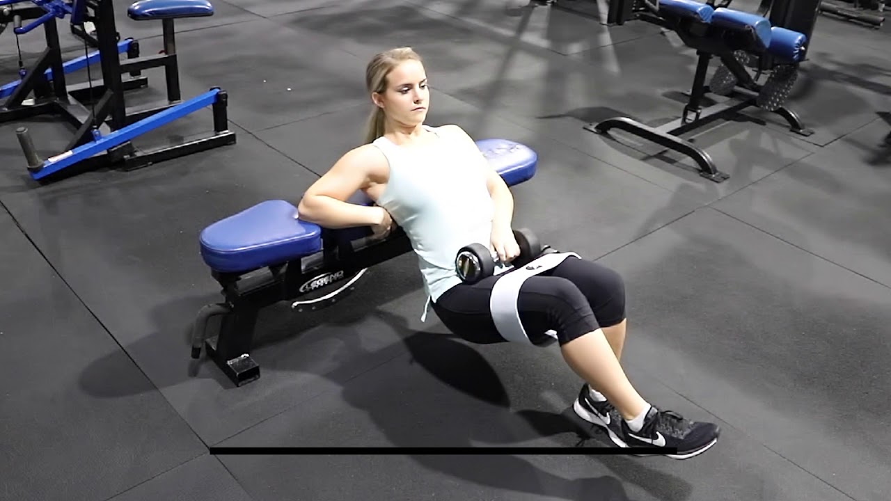 Dumbbell Single Leg Hip Thrusts with Hip Band Tutorial - YouTube