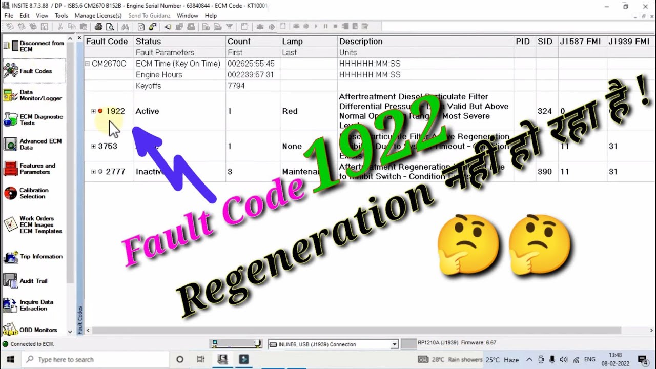 Regeneration 1922 Fault Code cummins BS6 Fault Tata Vehicle Regeneration 1922 Fault Code cummins BS6 Fault Tata Vehicle