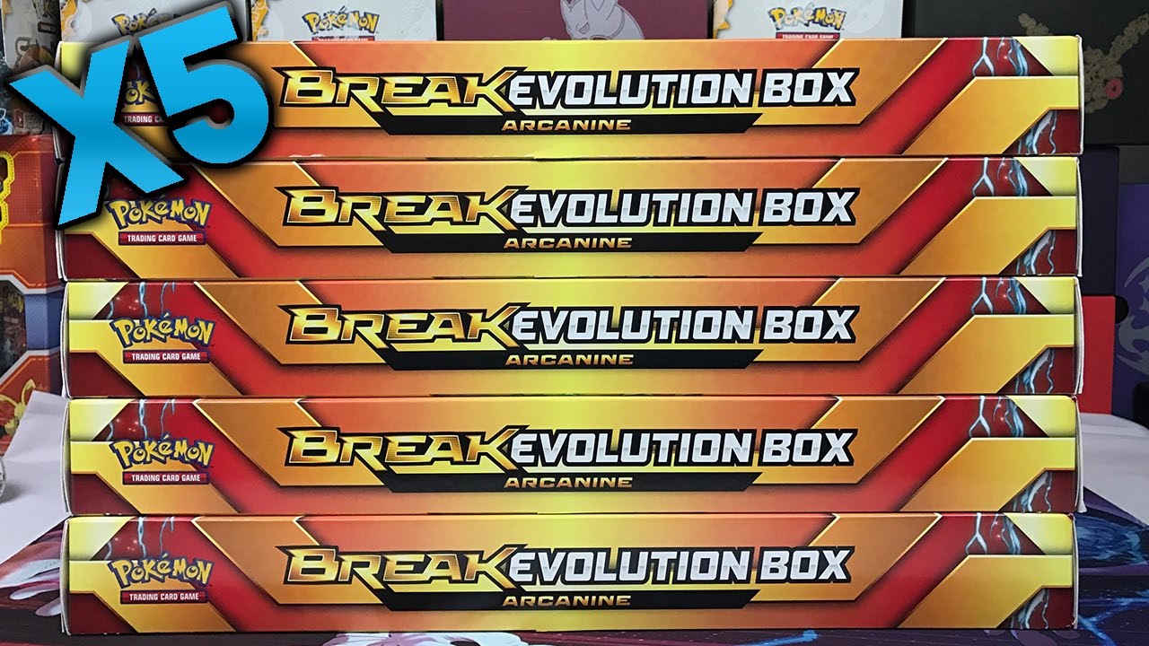 Opening X5 Arcanine BREAK Evolution Box of Pokemon Cards 25 Booster ...