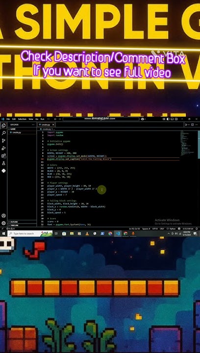 Build a simple game with Python in VS Code || CODE-#05 || VS CODE || For windows || - YouTube