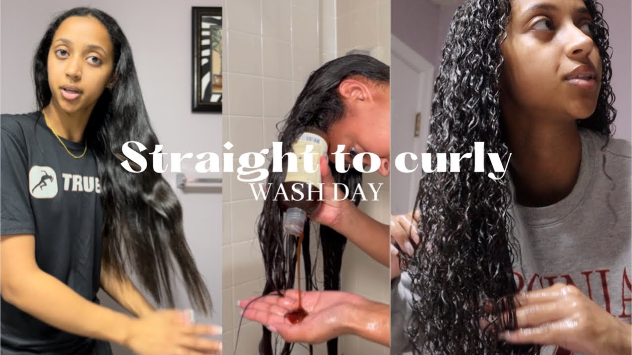 A very detailed Wash day routine| Straight to curly | THE CURLS ARE ...