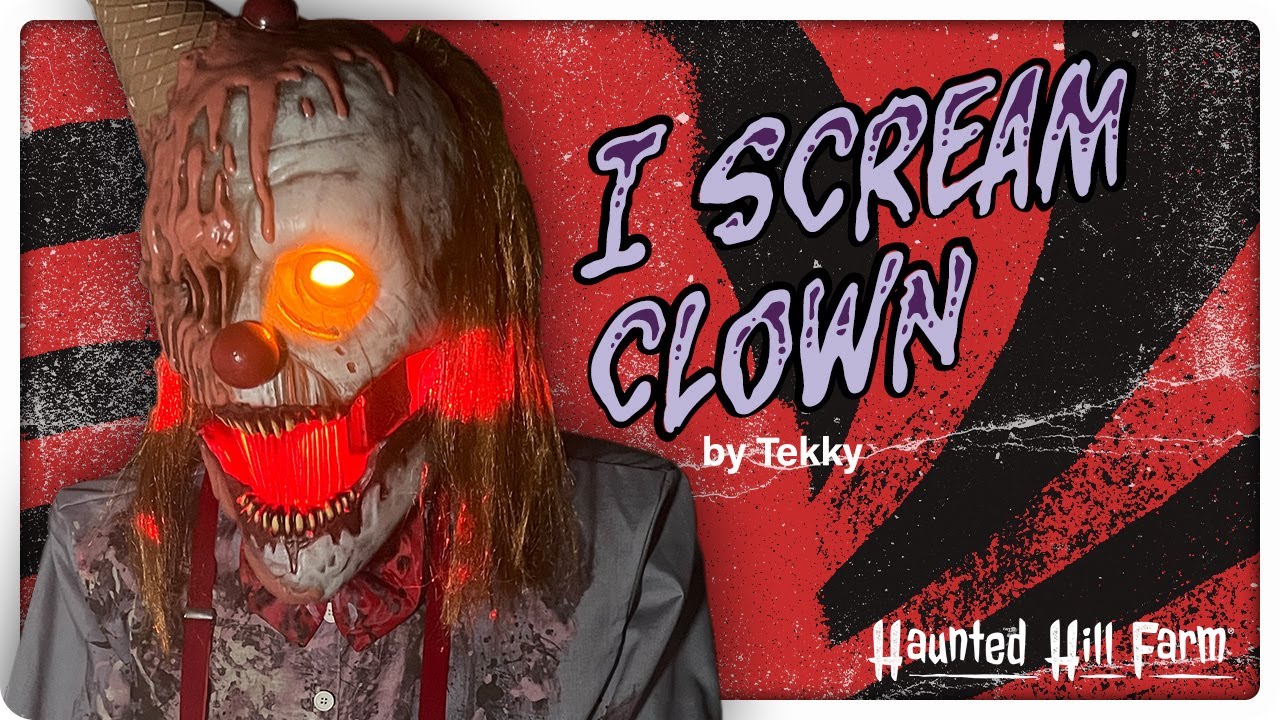 Haunted Hill Farm 6.9 ft. Motion-Activated I Scream Clown Halloween Animatronic by Tekky - YouTube