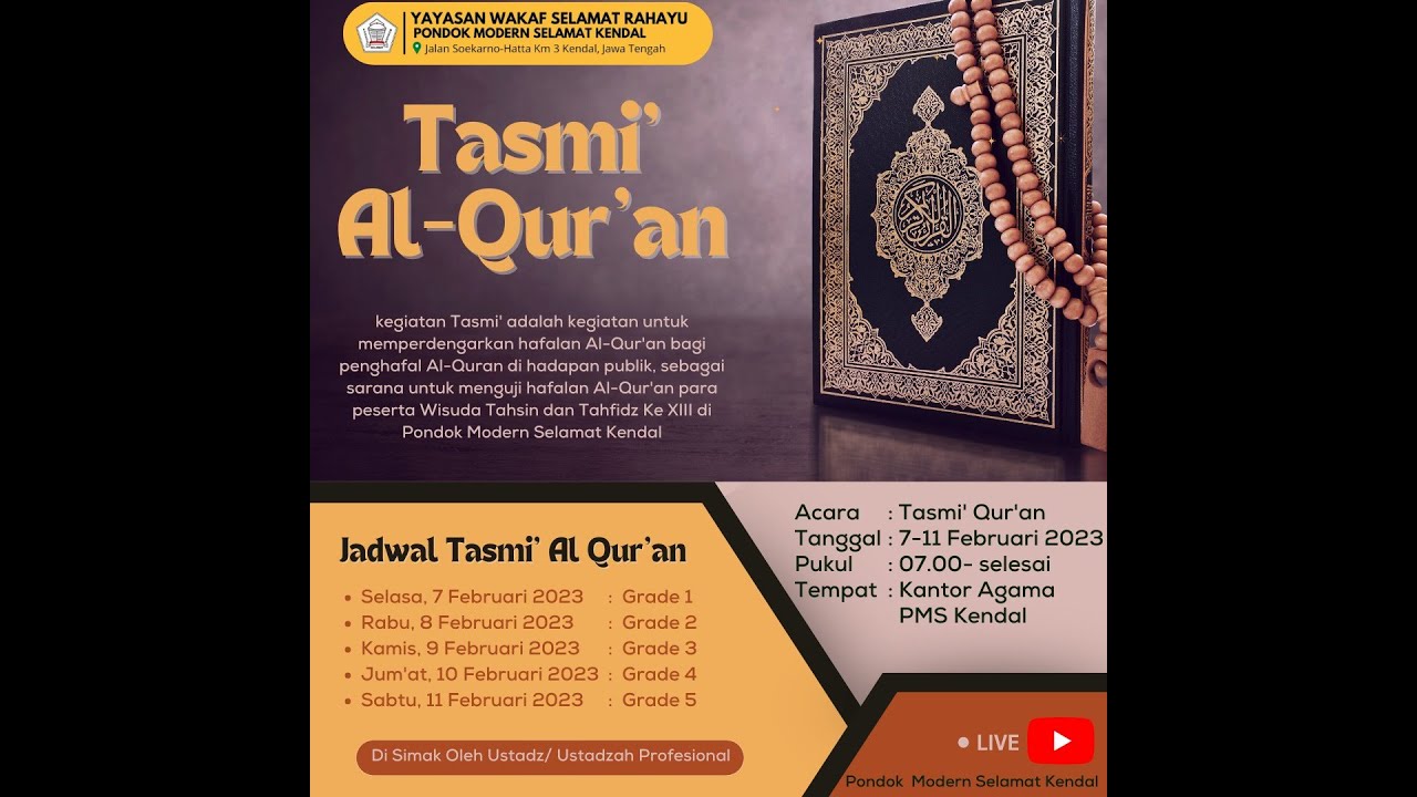Tasmi Qur'an Grade 5 (Pra Wisuda) - YouTube