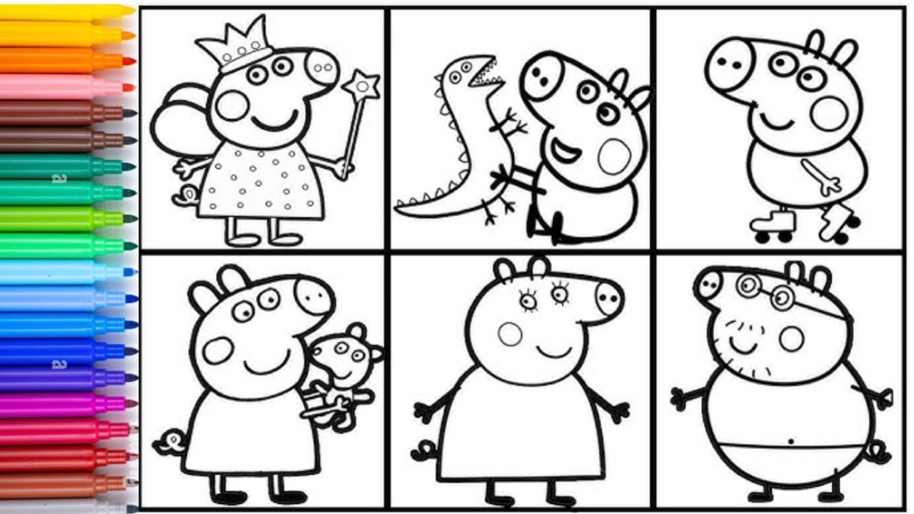 Pepa Pig And Family Drawing For Kids And toddlers|Pepa Pig Family ...