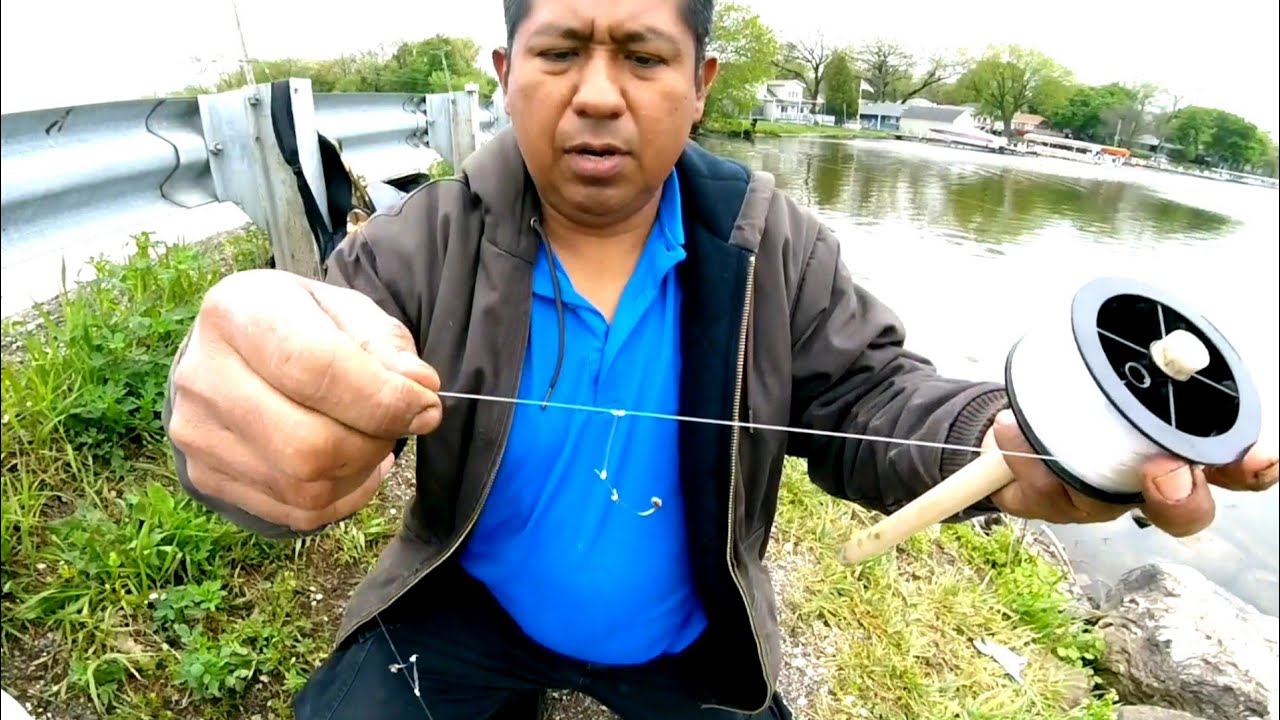 Como hacer una línea de mano fácil y sencillo para pescar en lago y ...