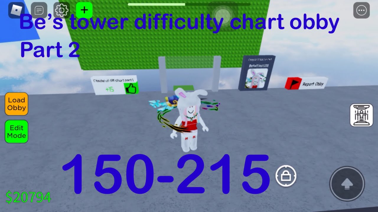 Be’s tower difficulty chart obby | Stage 150-215(Part 2) - YouTube