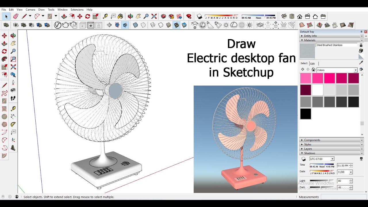 Electric desktop fan in sketchup - YouTube