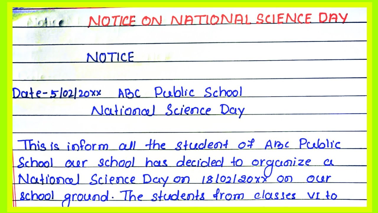 Notice writing on school notice board on National science day l ...