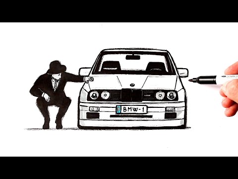 Как рисовать БМВ | Как нарисовать машину спереди
