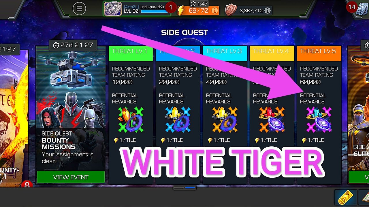New Side Quest Bounty Missions White Tiger Path Completion Threat Level ...