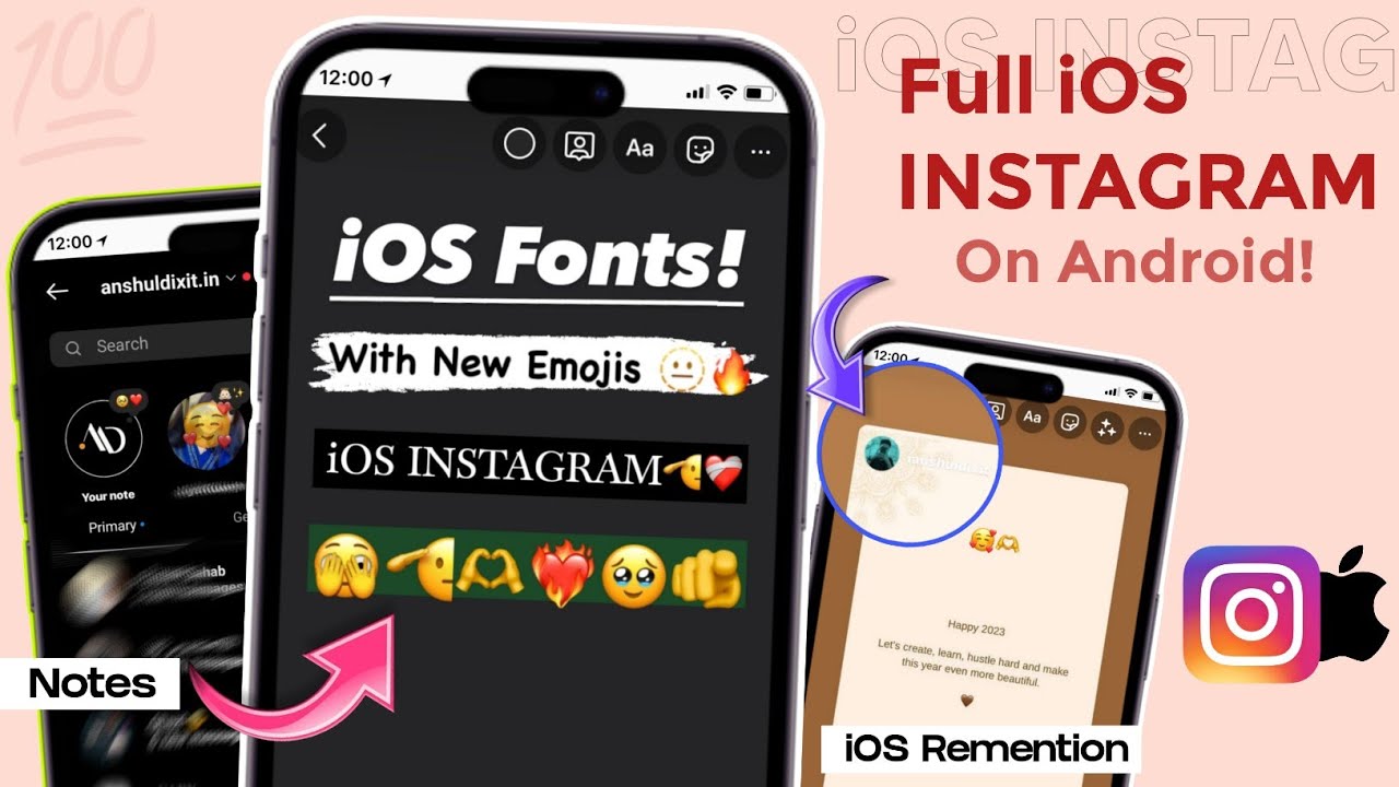 Install Full iOS Instagram On Android| iOS Emojis + iOS Fonts + Round ...