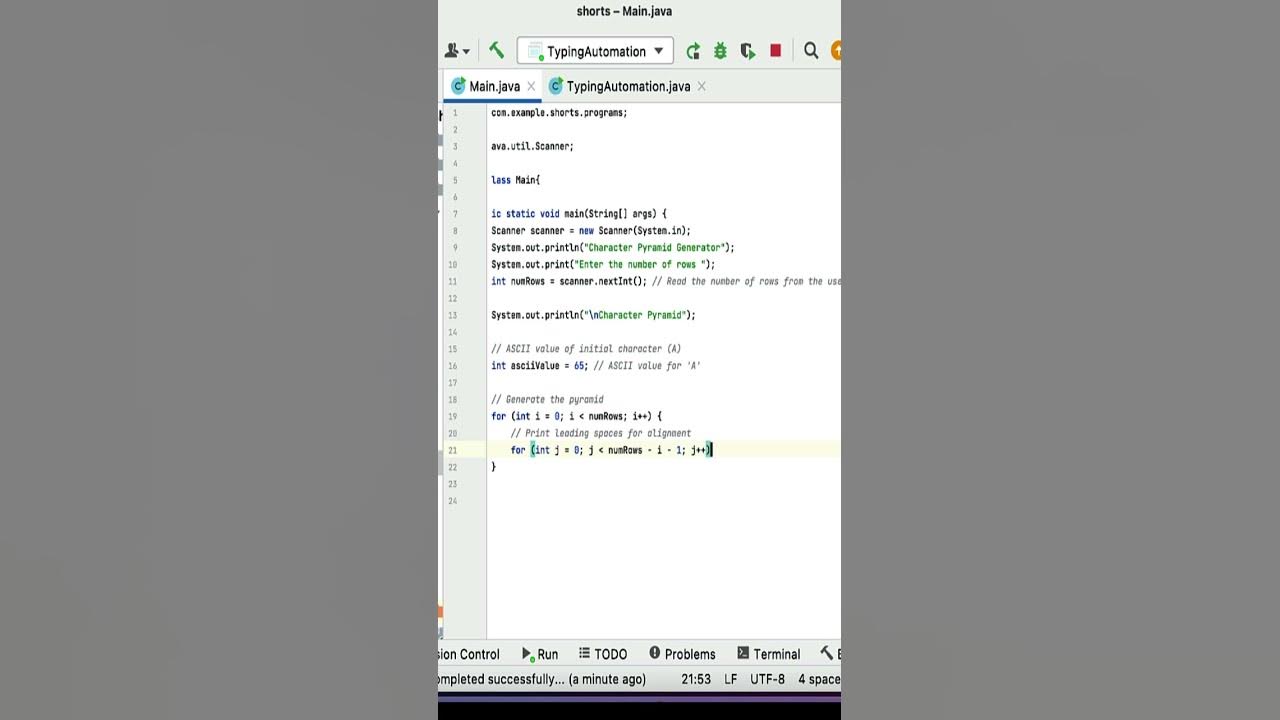 Java Program To Print Character Pyramid Java Pattern Programs Java Interview Coding Youtube