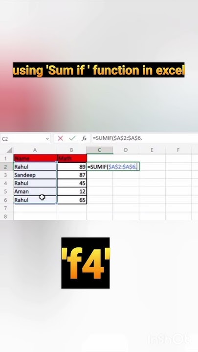 using sum if function in excel | #excel #exceltips #exceltutorial #exceltipshindi #sumif #shorts ...