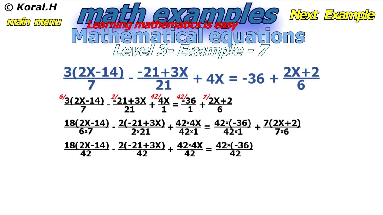 Mathematics Examples - Solving mathematical equations - Level 3 ...
