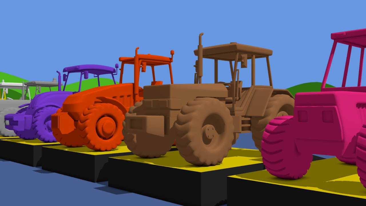 Learn Colors for Kids Compilation | Colorful Excavators & Tractors for ...