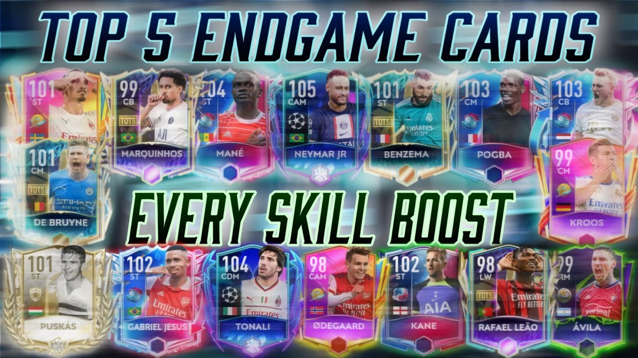TOP 5 PLAYERS AT EVERY SKILL BOOST IN FIFA MOBILE 22 !! BEST ENDGAME CARDS FOR ALL 25 SKILL ...
