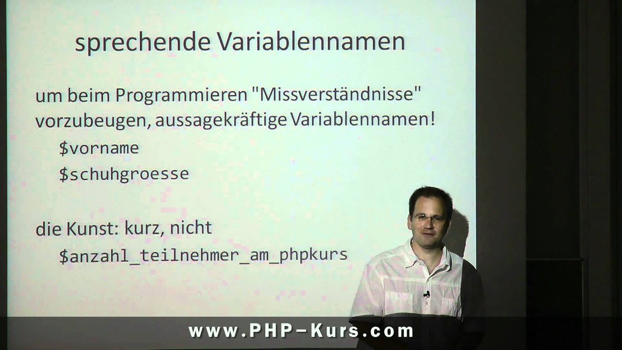 Einführung Variablen in PHP - Platzhalter für Informationen - http://www.PHP-Kurs.com - YouTube