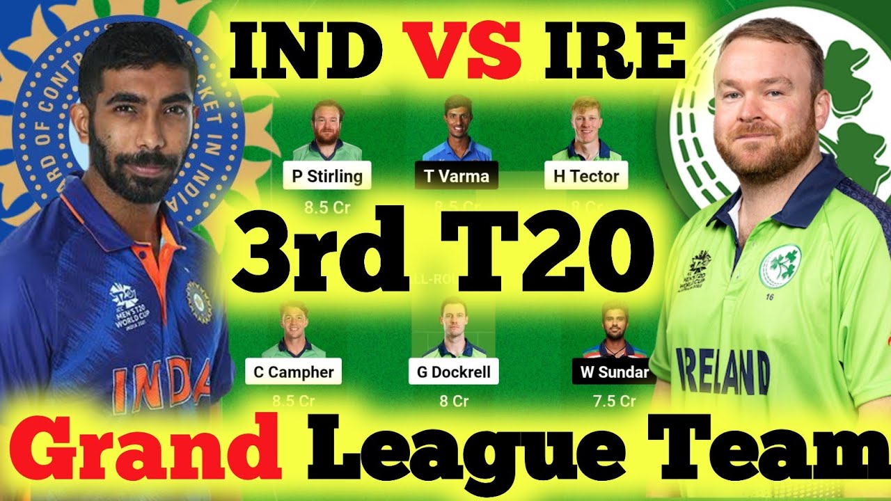 IND vs IRE Grand League Team|IND vs IRE Pitch Report|India vs Ireland ...