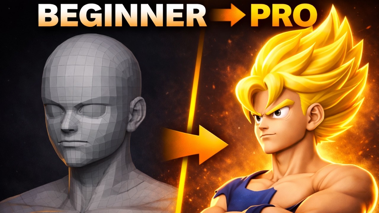 Goku Modeling timelaps from Sphare to fan animation || Blender - YouTube