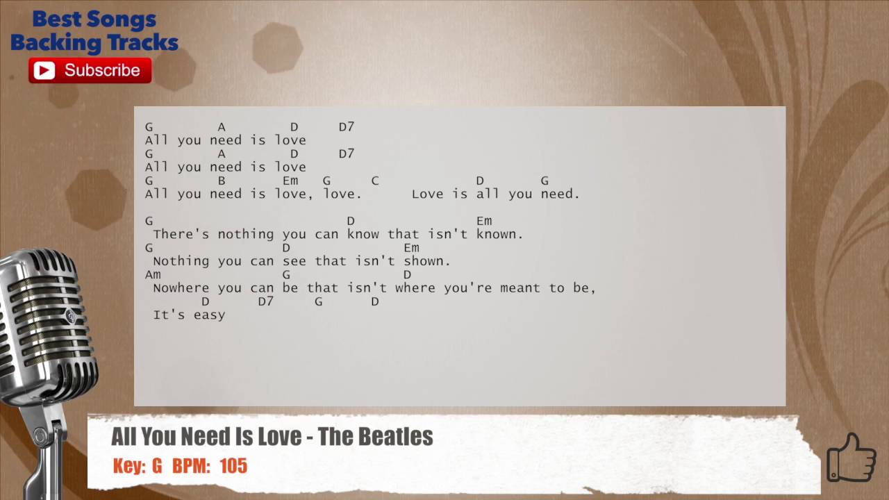🎙 All You Need Is Love - The Beatles Vocal Backing Track with chords ...