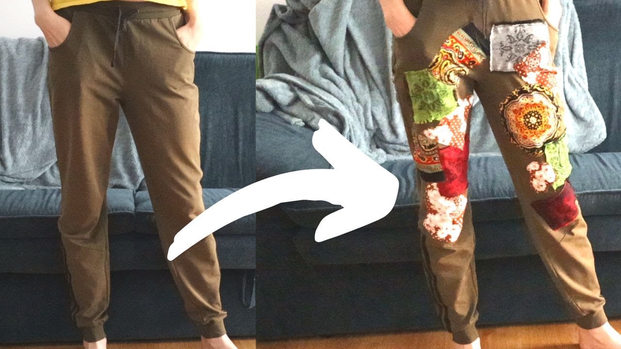 DIY Patchwork pants / jogger pants | Upcycle clothing idea - YouTube