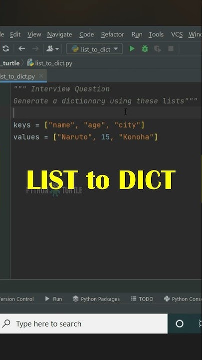 Interview Question : Generate Dictionary using the List. #code #python #programming - YouTube