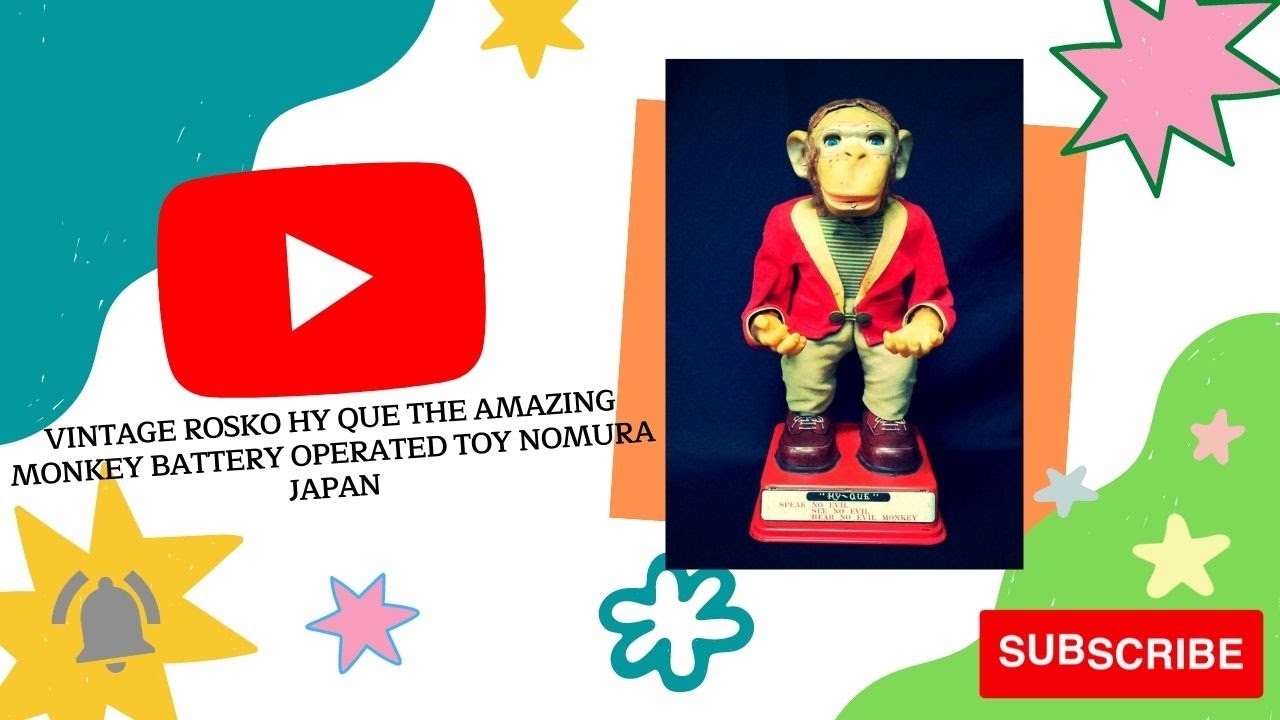 VINTAGE ROSKO HY QUE THE AMAZING MONKEY BATTERY OPERATED TOY NOMURA ...