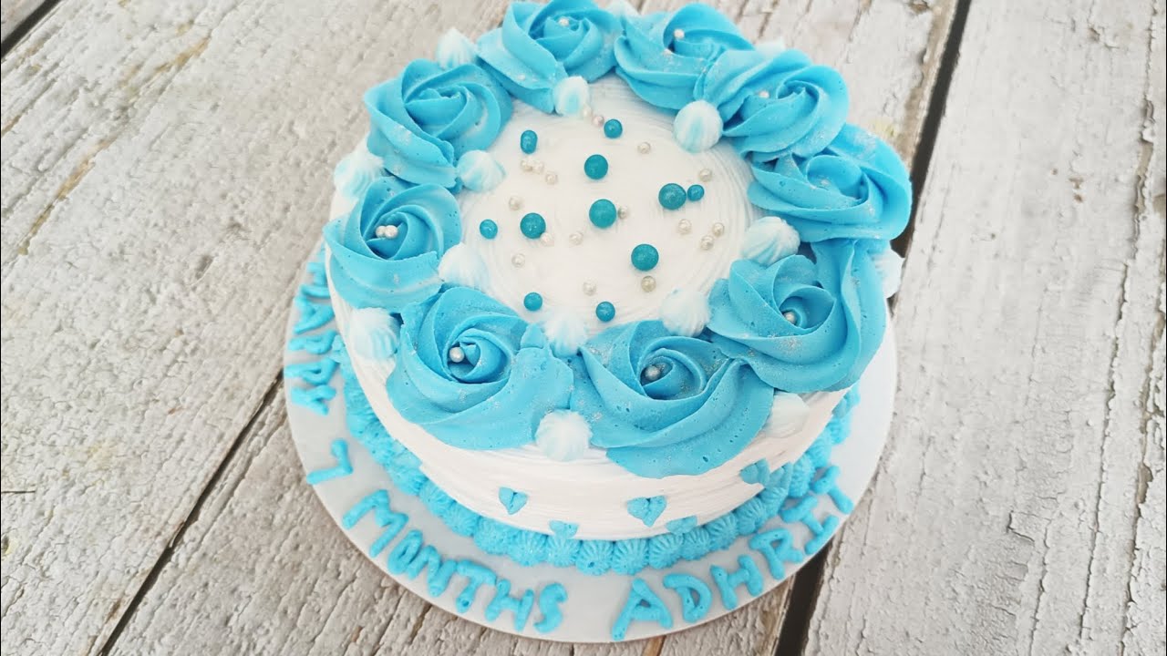 Blue Flower cake Design I Easy Cake Design I ButtercupGallery - YouTube