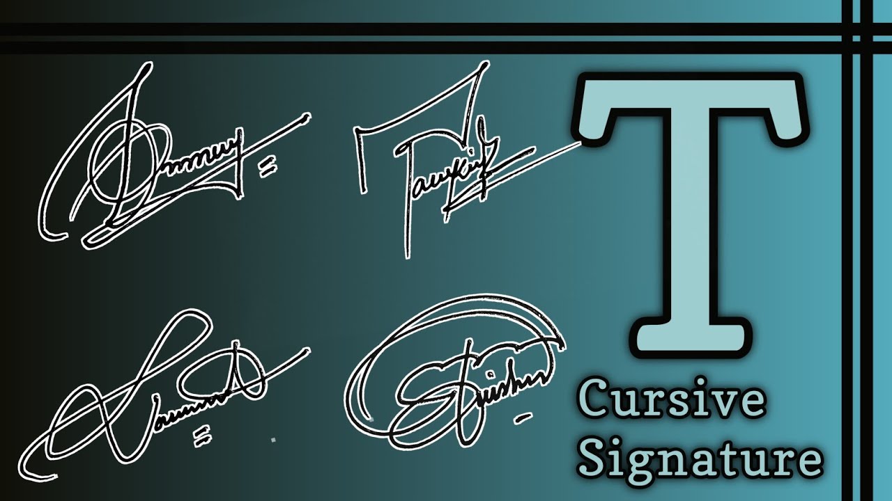 T Signature Tutorial 1 How to make beautiful signature - YouTube