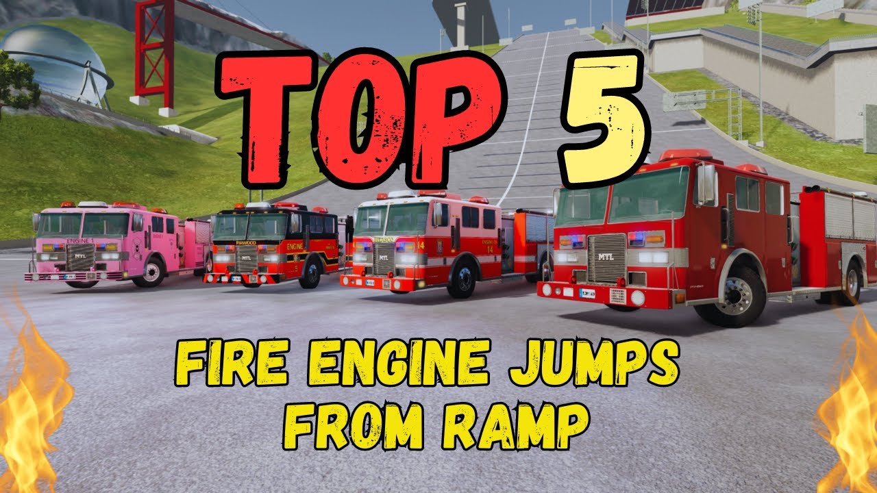 TOP 5 Fire Engine Jumps From Ramp #2 BeamNG drive | BeamNG Bangers ...