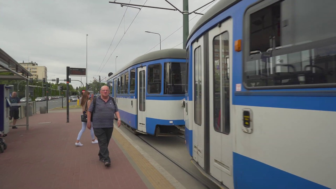 Poland, tram 70 ride from TAURON Arena Kraków Wieczysta to Rondo ...