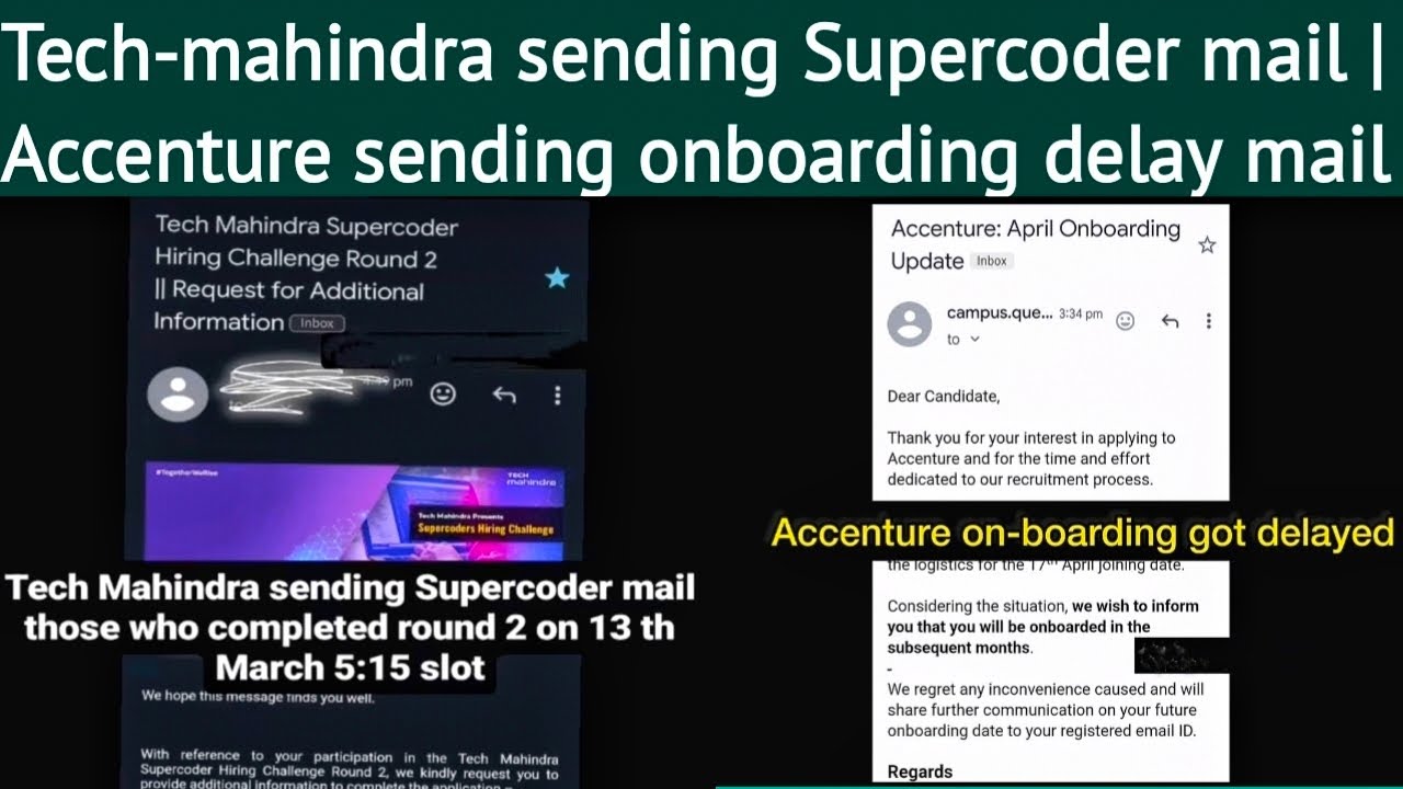 Accenture sending onboarding delay mail | tech Mahindra sending Supercoder mail #accenture - YouTube