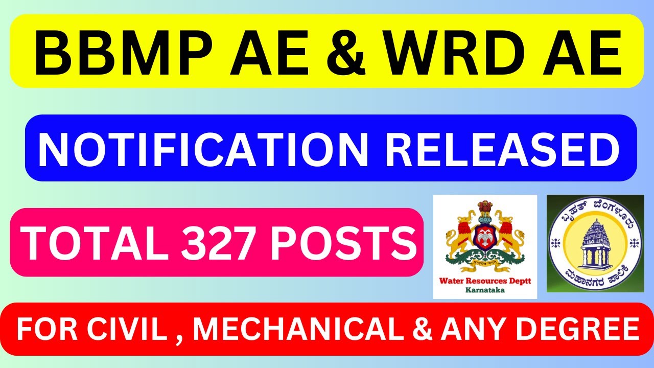 || BBMP AE, WRD AE NOTIFICATION RELEASED BY KPSC || BBMP 92 RPC+8HK ...