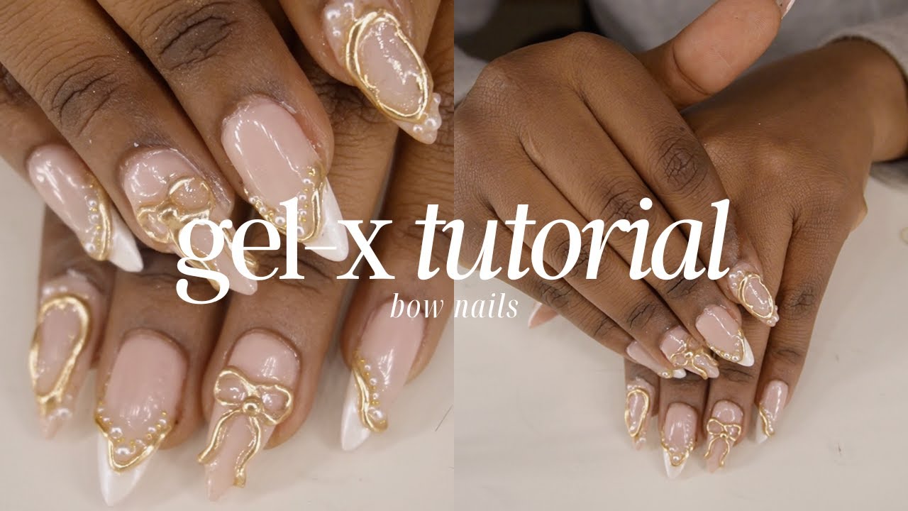 AT HOME gel-x tutorial ep 1.| gold chrome bow - YouTube