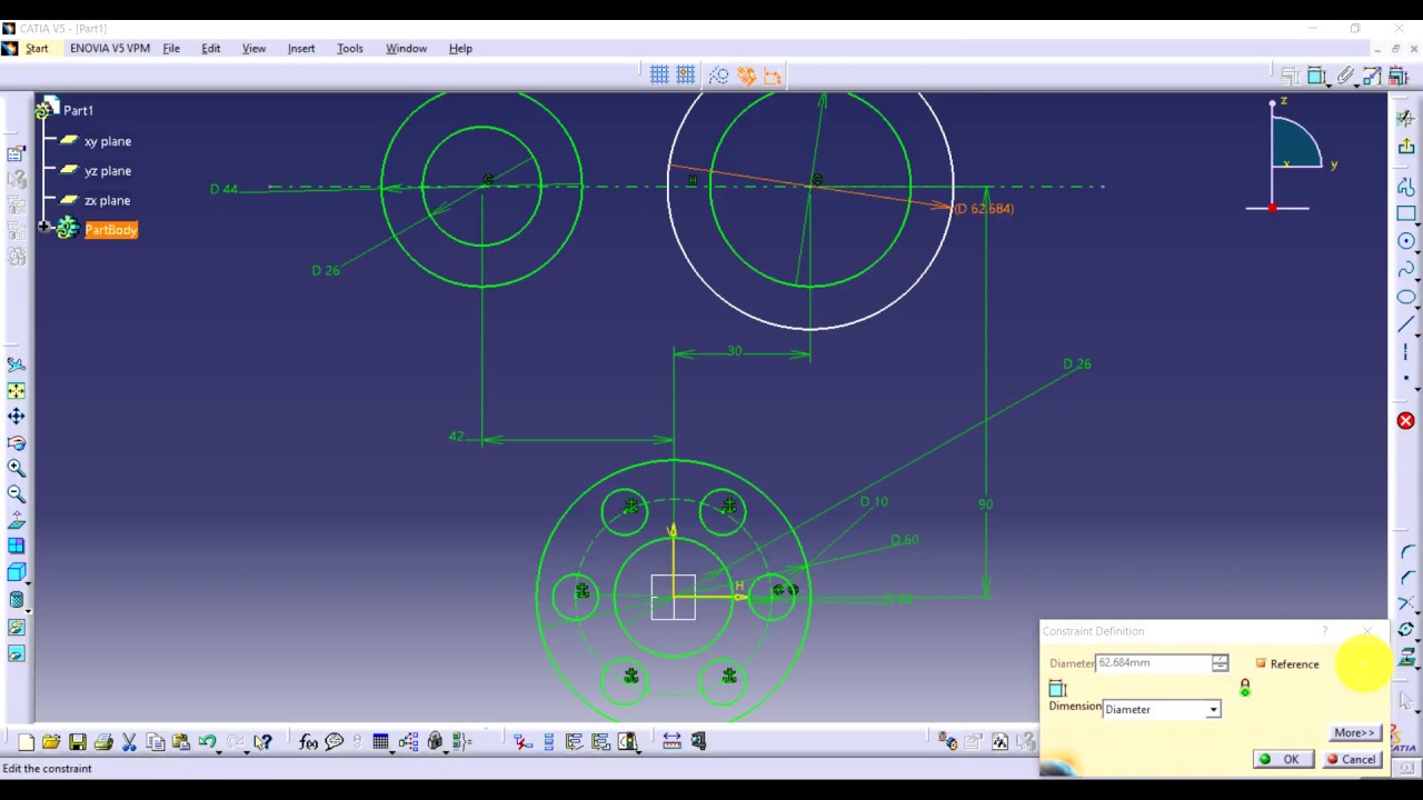 2D sketch on catia part 1 - YouTube