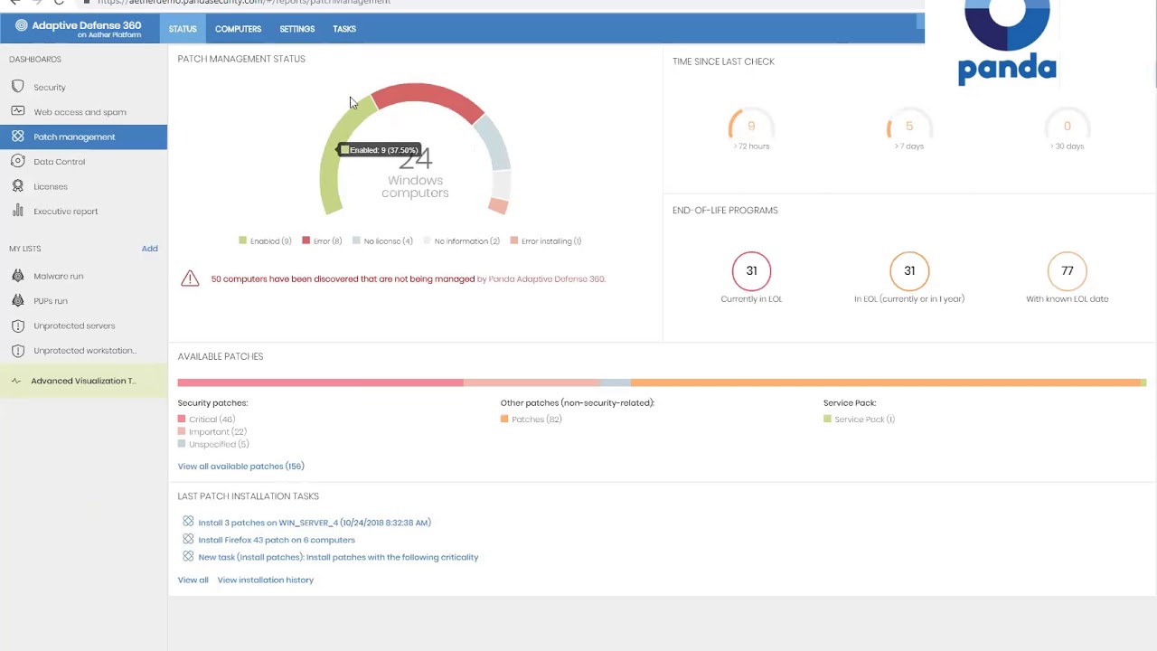 Panda Security Webinar Aether Patch Management Overview - YouTube