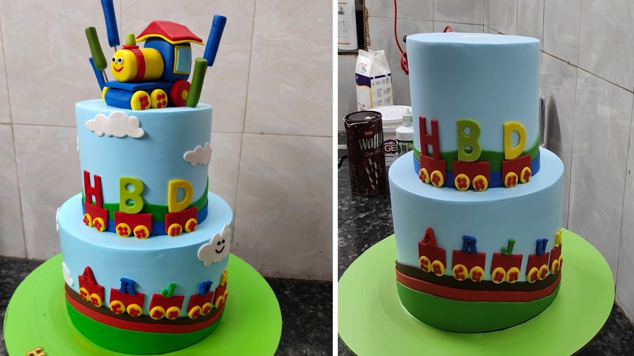 Two Step Cake Top Train Design Birthday Cake |Easy Two Step Boy ...