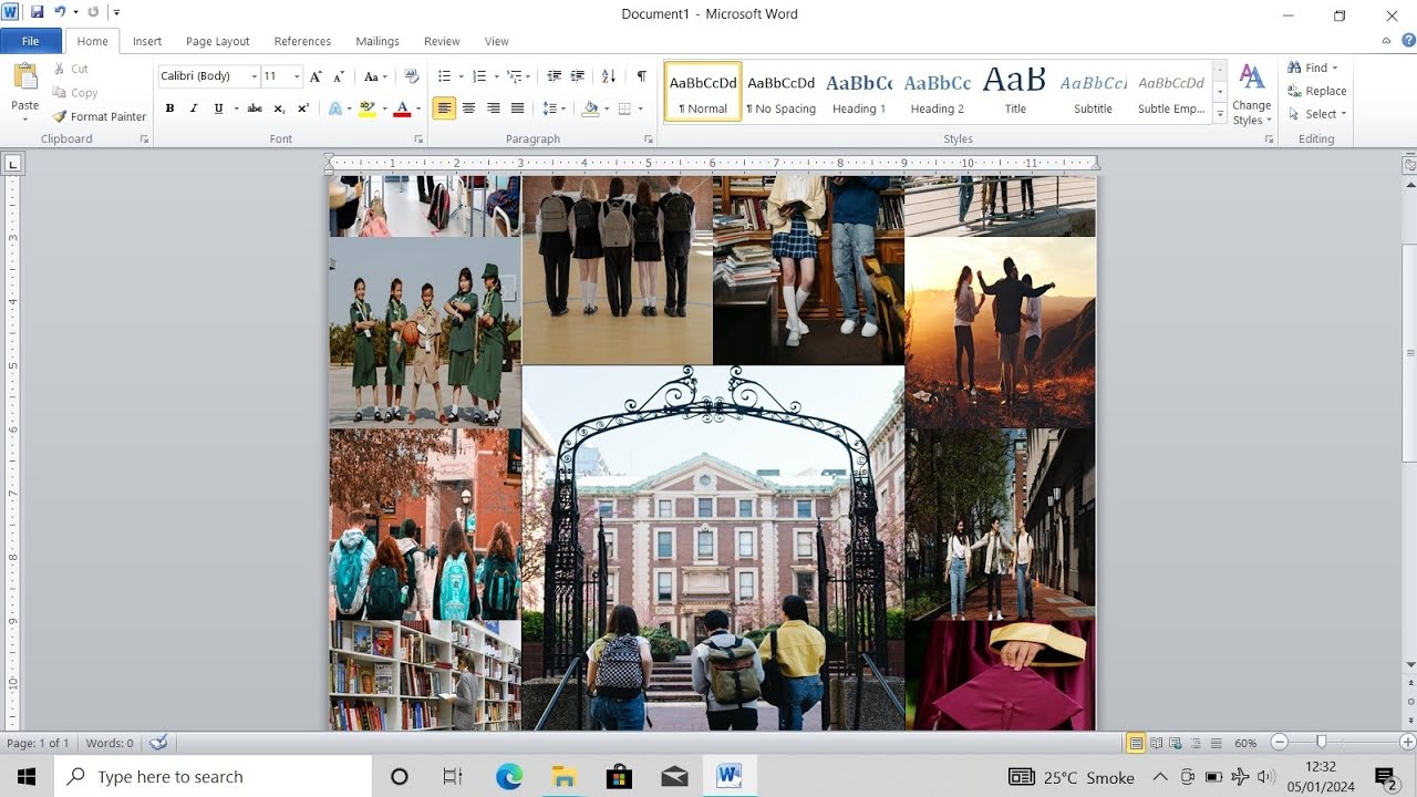 How to make a Collage (12"*18") in MS Word? / insert multiple images in ...