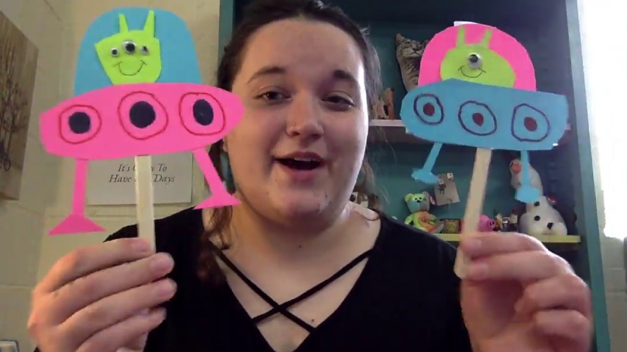 Early Childhood Craft: Alien Spaceship Stick Puppets - YouTube