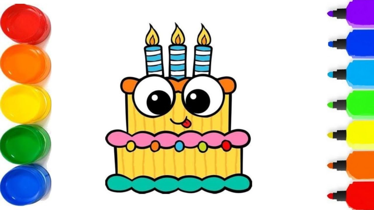 how to draw a rainbow 🌈 cake 🎂 for kids and toddlers - YouTube