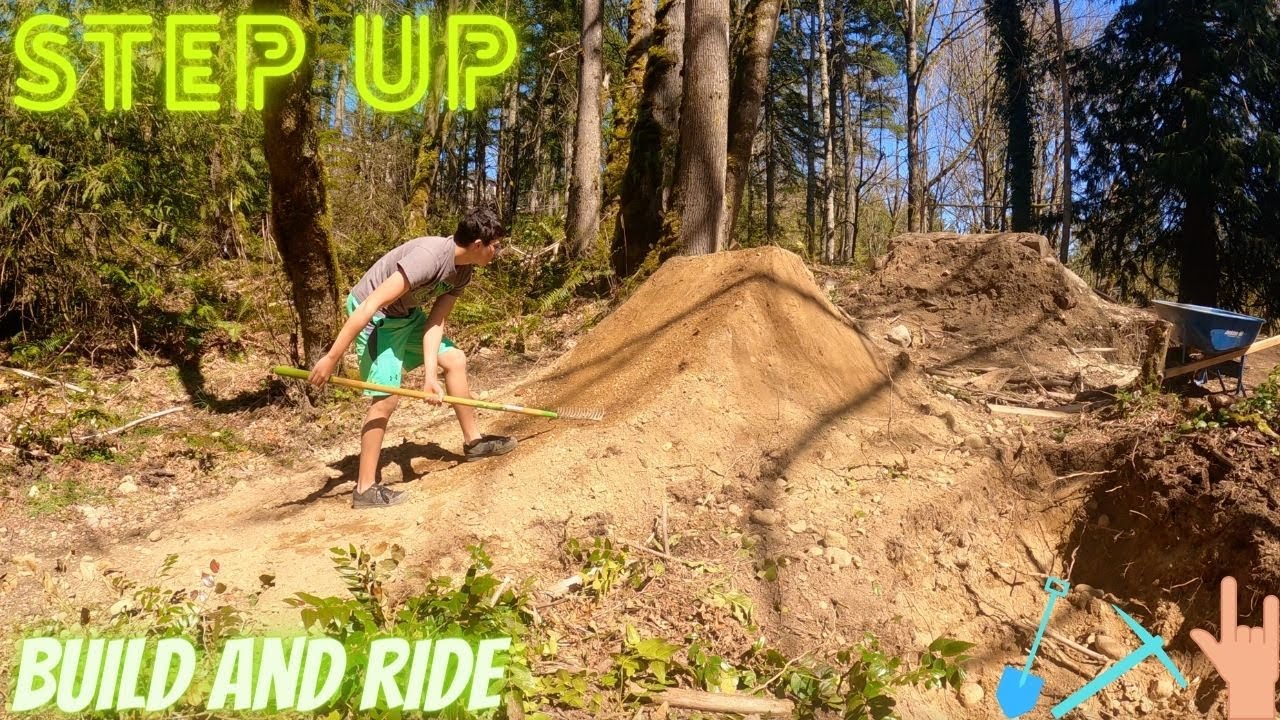 Building and Riding a MASSIVE Step Up at my Backyard Trails - YouTube