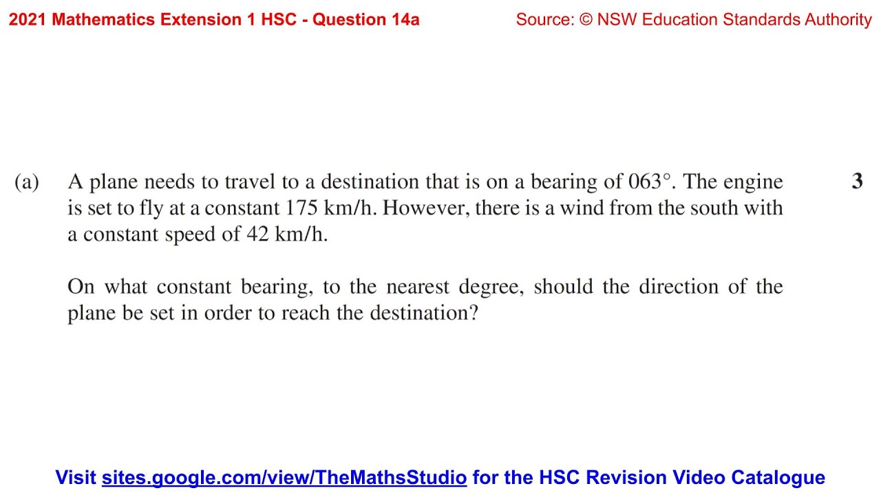 2021 Maths Extension 1 HSC Q14a How to apply vector concepts to solve a ...