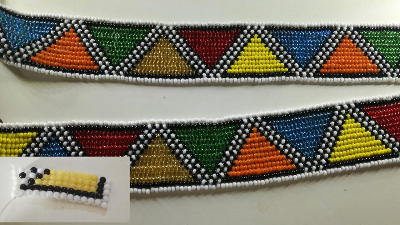 Part 1 of 5 Ndebele stich beaded belt tutorial - YouTube