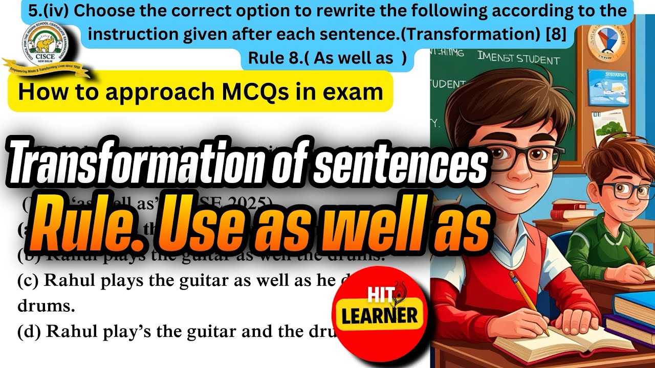 Transformation of Sentences [Rule-Use of as well as] English language ...