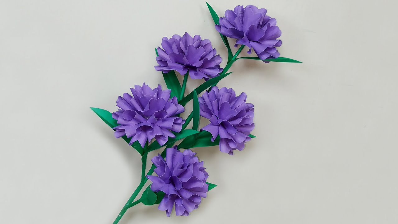 Stick Flower: How to Make Stick Flower | Making Paper Flowers Step by ...