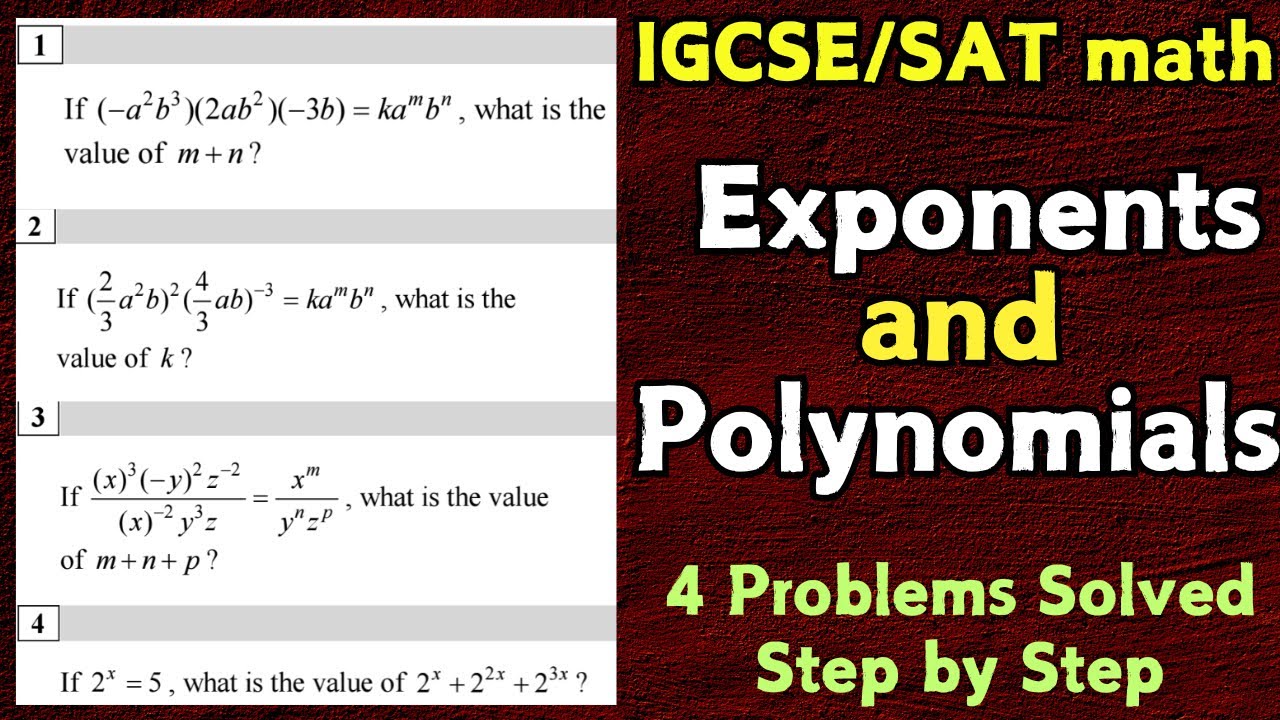Master SAT Exponents & Polynomials | 4 Problems Solved Step by Step ...