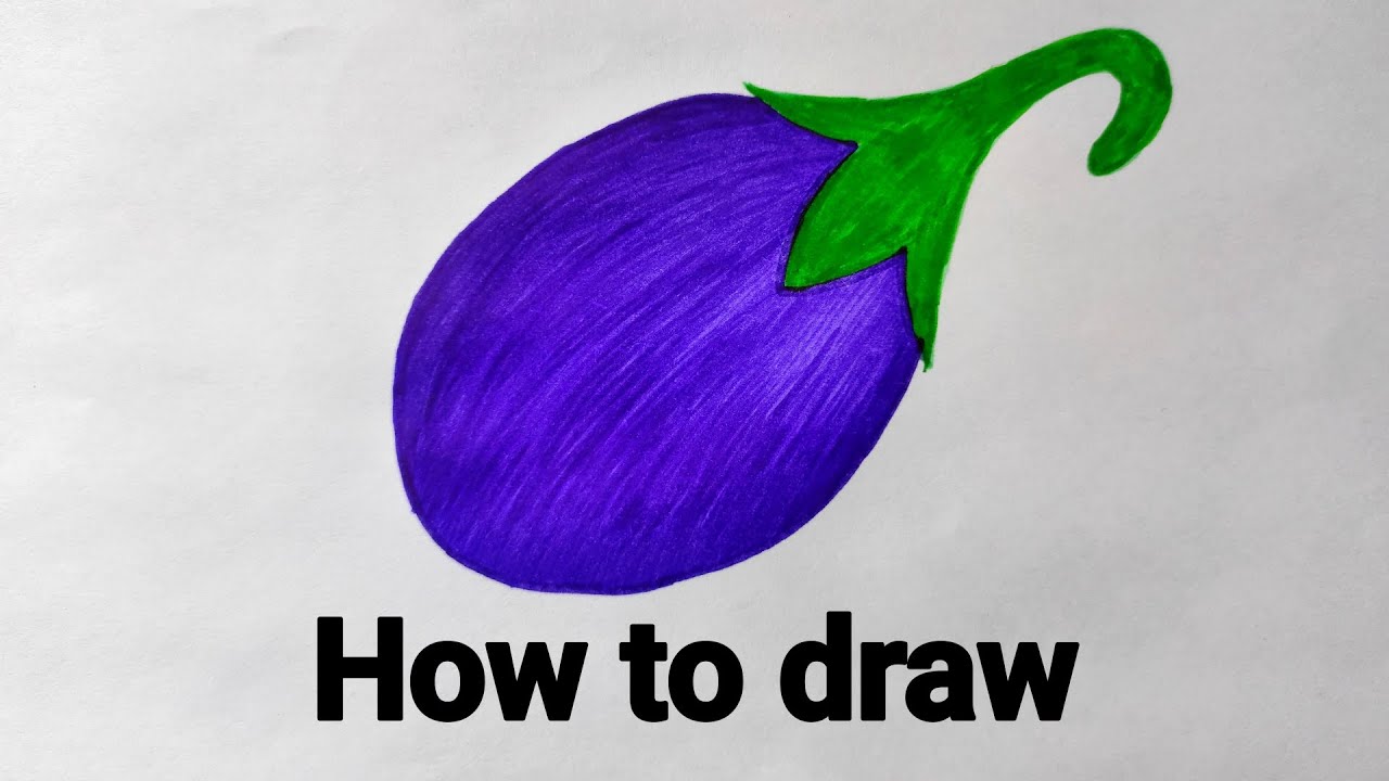 How to draw a Brinjal step by step | Baigan drawing | Naveen indora ...